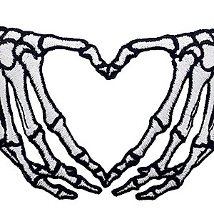ZEGINs Skeleton Heart Hands Patch Embroidered Applique Iron On Sew On Emblem