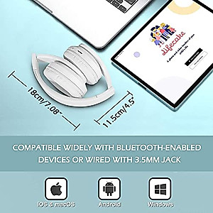 LFGKeng Wireless Bluetooth Headphones with Colorful LED Lights, Built-in Mic, Lightweight, Foldable HiFi Stereo Deep Bass Headphones for Classroom/Home Office/PC/Mobile Phone/Kids Adult (White)