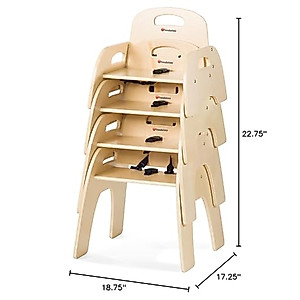 Foundations Simple Sitter Low 13” Feeding Chair, Wide “No Tip” Base, Adjustable Safety Harness, Food Service Grade Finish, Easy to Clean, Sturdy Baltic Plywood (Natural)
