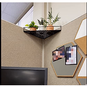 Bioristar Office Cubicle Floating Corner Shelf Iron Wire Desk Sundries Storage Rack Office Cubicles Hanging Corner Shelf Corner Hanging Shelf Black Iron Shelf (Fit 2.5inch Thick Cubical Wall)
