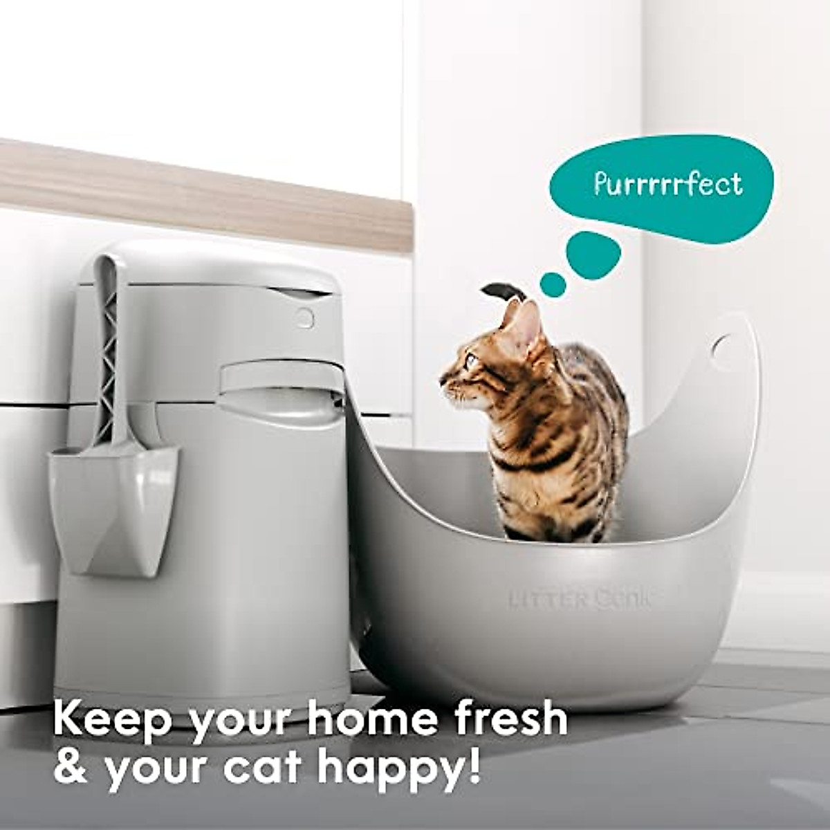 Litter Genie Easy Roll Pail | Cat Litter Box Waste Disposal System for Odor Control | Includes 1 Continuous Refill Bag