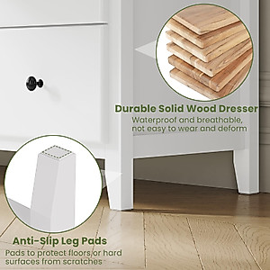 Hasuit White Dresser for Bedroom, 27.5''W Dresser with 3 Drawers, Modern Chest of Drawers, Large Capacity Solid Wood Dresser, Storage Cabinet for Bedroom, Hallway (Modern White)