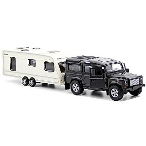 Toy Camper SUV Trailer Towing RV Motorhome Toys for Boys Diecast Truck Model Car Metal Pull Back Toy Cars Vehicle, Doors Open Light Sound, Outdoor Land Adventure Play Set, Kids Gifts
