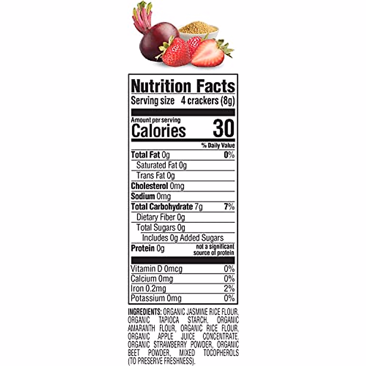 Happy Baby Organics Organic Teether Crackers Gluten Free Strawberry & Beet with Amaranth, 0.14 Oz,12 Count (Pack of 6)