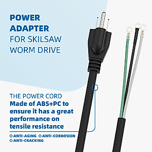 95104L Circular Saw Replacement Cord Assembly - Heavy Gauge Power Cord for SKIL SAW SPT77W, SPT77WM, SPT77WML, SPT78W, SPT70WM, SPT78MMC, SPT70V, SPT55 for Skilsaw Saw Power Cord Part