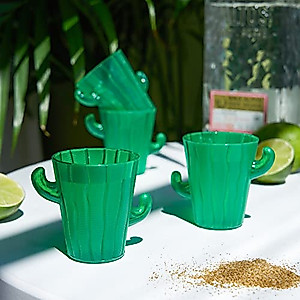 True Zoo Cactus Tequila Shot Glasses - Novelty Succulent Party Funny Cute Shot Glass Set, Unique Shooters in Green
