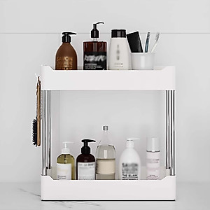 LONONE Under Cabinet Organizer Shelf 2 Tier Bathroom Organizer Under Sink Shelf Simple Trending Stackable 2-Tier Under Sink Cabinet Organizer,Green