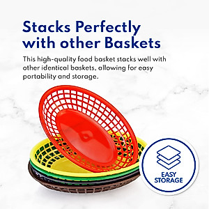 New Star Foodservice 44164 Fast Food Baskets, 9 1/4-Inch x 6-Inch Oval, Set of 12, Red