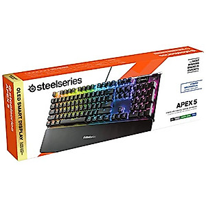SteelSeries Apex 5 - Hybrid Mechanical Gaming Keyboard - Per-Key RGB Illumination - Oled Smart display - English (QWERTY) Layout PC