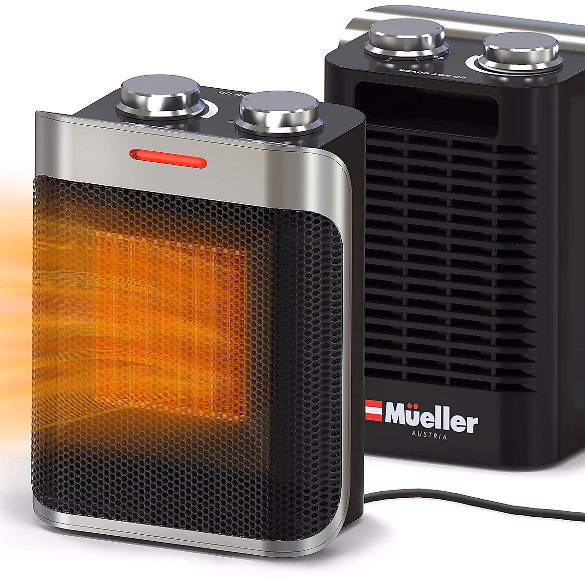 Mueller Portable Space Ceramic Heater 750W/1500W, High Output Fan, Adjustable Thermostat, with overheat/tip over protection for Home Bedroom or Office, ETL Certified