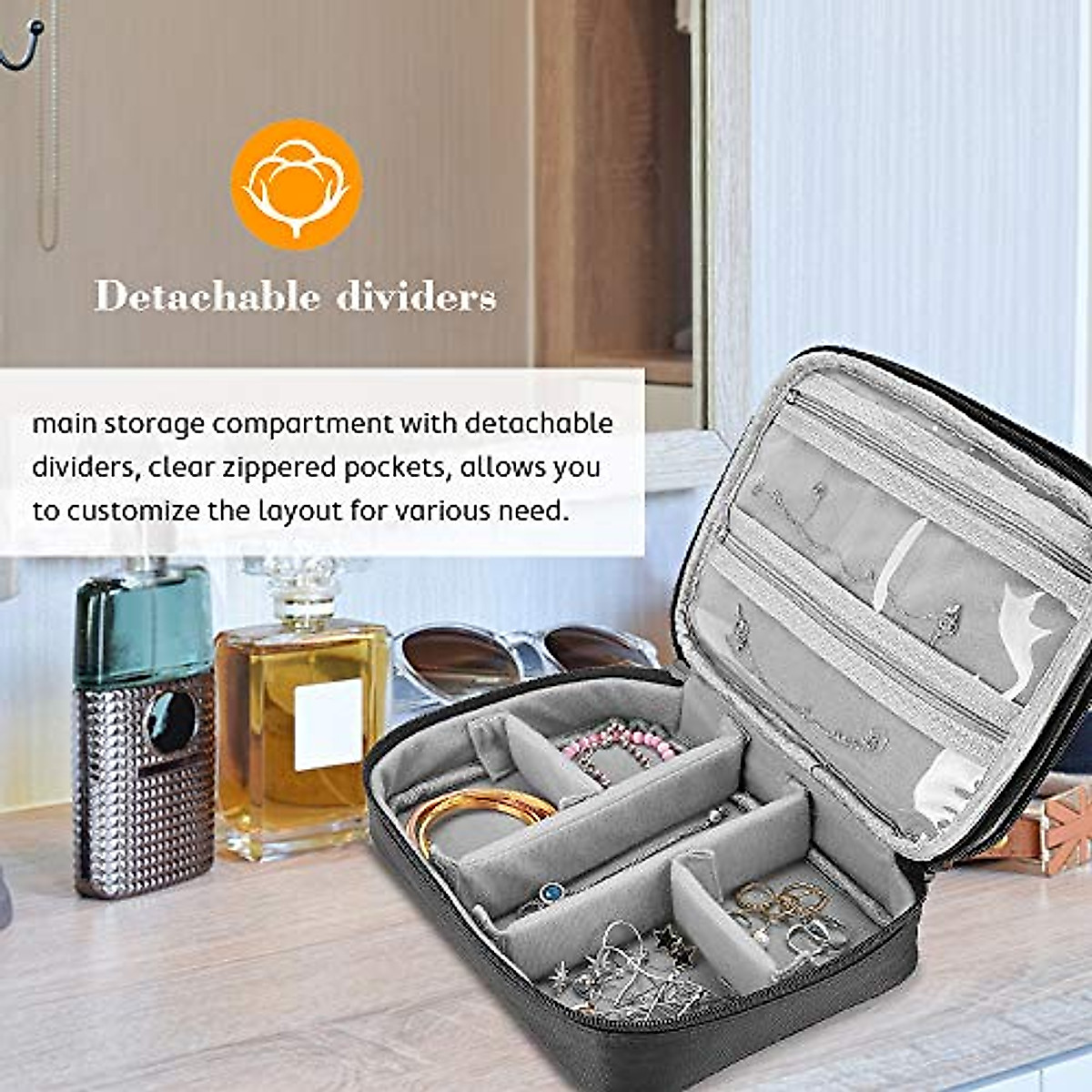 ProCase Travel Jewelry Case Organizer Bag, Ideal Gift for Women Girls Christmas Valentine's Day, Soft Padded Jewelry Carrying Pouch Portable Storage Box Holder for Earrings Rings Necklaces Bracelets Chains