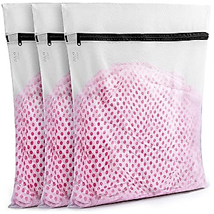 Zulay Home 3 Pack Mesh Laundry Bags for Delicates - Reusable Mesh Laundry Bags for Washing Machine - Laundry Bags Mesh Wash Bags For Underwear, Lingerie Stockings, Bra, Socks (3 Large)