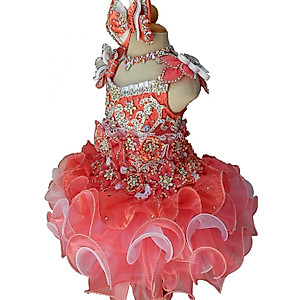 Jenniferwu G016 Infant Toddler Baby Newborn Little Girl's Pageant Party Birthday Dress Peach Size 3T