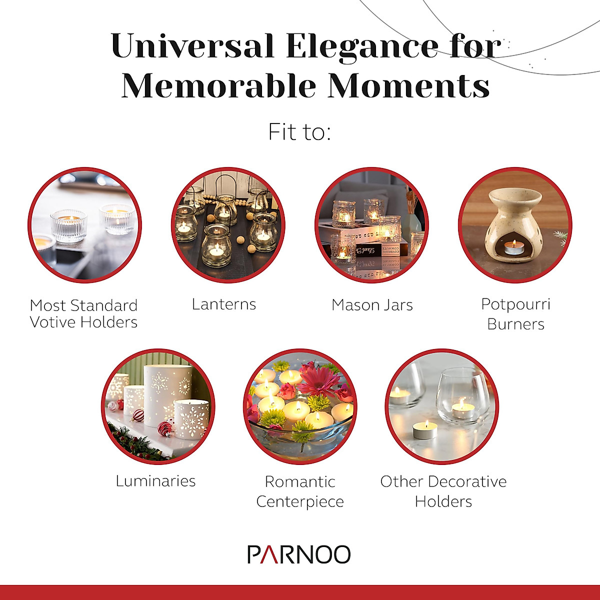 100 Pack Tealight Candles in Metal Cups - Clean, White Unscented Tealight Candles with 4.5 Hour Long Burning Time - Votive Candles Bulk for Romantic Dinner, Weddings, Spa & Hotels by PARNOO