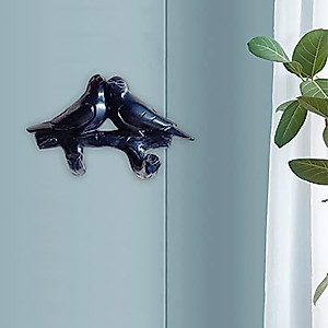 Luxury Coat Key Hanger,Resin Bird Wall Decorations,Coat Clothes Towel Hook for Robe Home Entryway Towels Purse, Black