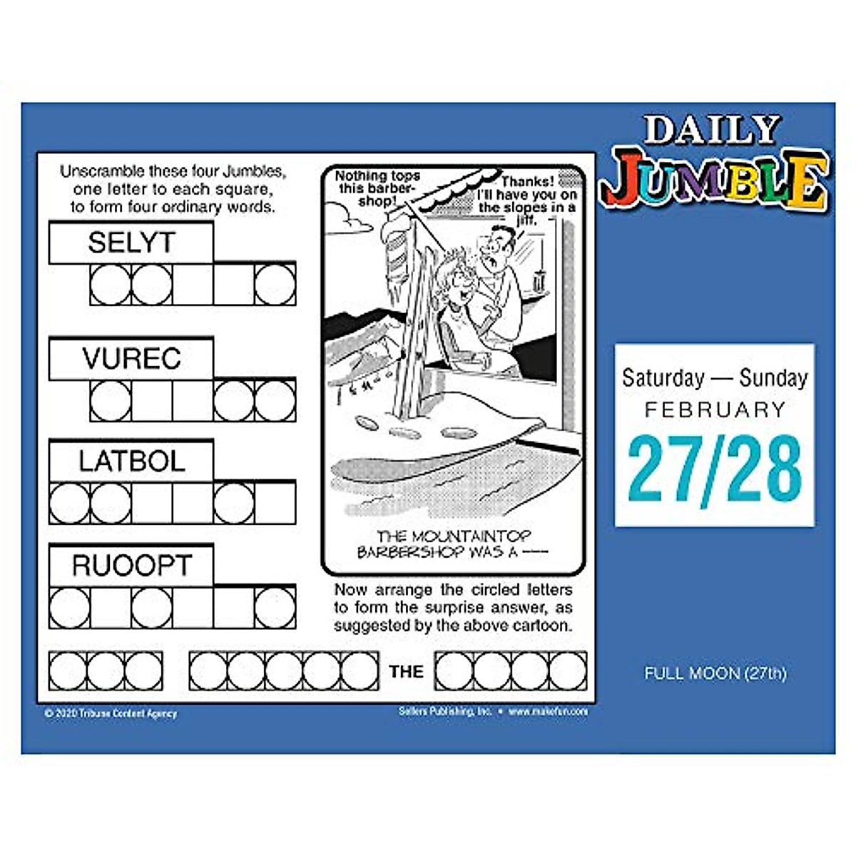 2021 The Daily Jumble® Boxed Daily Calendar