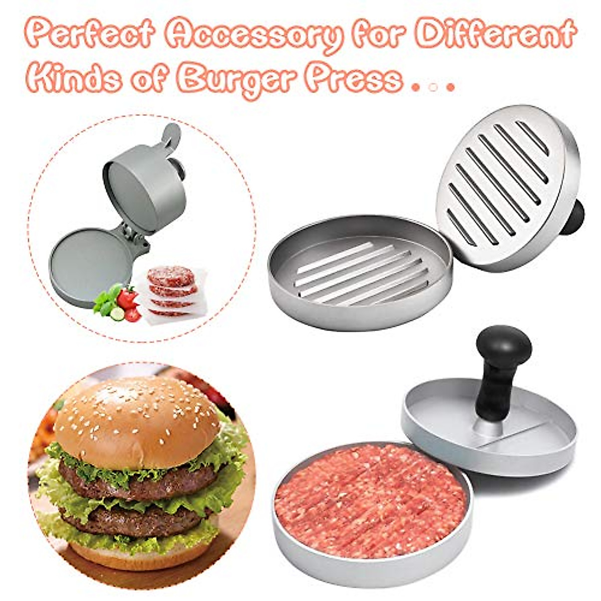 Square Patty Paper 5.5x5.5 Inch, Set of 300, Non Stick Patty Paper Sheets for Burger Press, Patty Serperate and Cake Baking,Freezing and Caramel Candy Wrappers