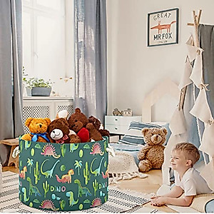 visesunny Funny Cartoon Dinosaur Cactus Laundry Baskets Fabric Storage Bin Storage Box Collapsible Storage Basket Toy Clothes Shelves Basket for Bathroom,Bedroom,Nursery,Closet,Office