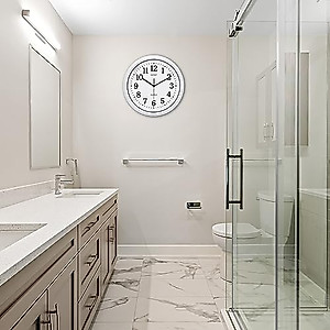 Caysie 12 Inch Indoor Outdoor Waterproof Wall Clock, Silent Non-Ticking Battery Operated Quality Quartz Round Clock for Patio, Pool, Home Decor (Gray)