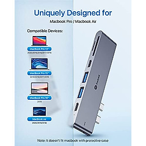 [2023 Upgraded] andobil 7-in-2 USB C Hub Adapter for MacBook Pro 2021-2016/ MacBook Air 2020-2018, 2 USB 3.1 & USB Data Ports, 4K HDMI, SD/TF Card etc, The Space Grey