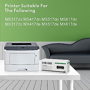 VASERINK MS517 51B1000 Toner Cartridge Compatible Replacement for 51B1000 Toner Cartridge MS317dn MS417dn MS517dn MS617dn MX317dn Printer, 1-Pack Black
