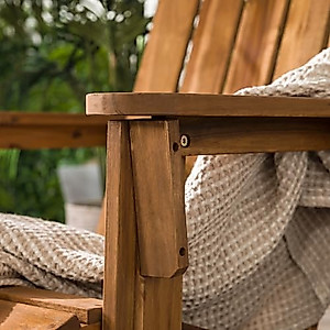 Walker Edison Outdoor Patio Wood Adirondack Foldable Chair All Weather Backyard Conversation Garden Poolside Balcony, Set of 1, Brown