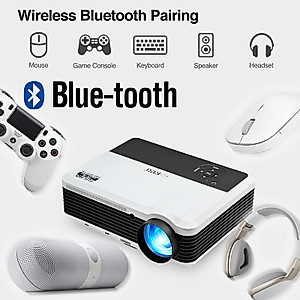 WiFi Projector for iPhone,CAIWEI 1080P Full HD Projector,8000Lumen Android Bluetooth Projector with Digital Zoom&4D Keystone,Smart Movie Projector Compatible with PS5/PC/DVD/TV Stick/Xbox//HDMI/USB