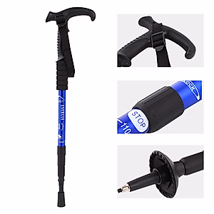 Trekking Poles, Telescopic4 Steps 54-113cm (21.3-44.5inch) Walking Sticks, Aluminum Alloy EVA Telescopic Walking Pole, Portable Walking Cane for Hiking Camping Blue