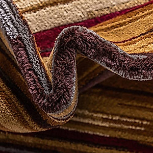 Unique Loom Barista Collection Modern, Abstract, Stripes, Urban, Rustic, Warm Colors Area Rug, 8' 0 x 10' 0 Rectangular, Multi/Beige