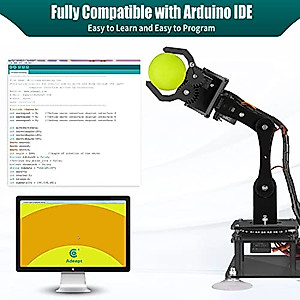 Adeept 5-DOF Robot Arm Kit 5Axis Robotic Compatible with Arduino IDE Programmable DIY Coding STEM Robotics Arm with OLED Display Processing Code and PDF Tutorials - Black