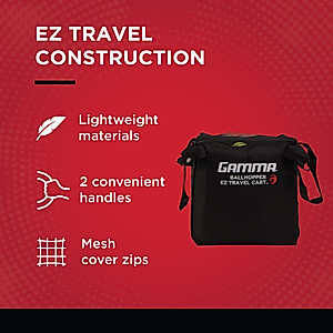 GAMMA Sports EZ Travel Cart Pro, Ball Hopper with Premium Carry Case, Holds 120 Pickleball Balls or 150 Tennis Balls, Compact Cart Bag, Tennis, Pickleball, Racquet Sports Equipment, BEZTB00