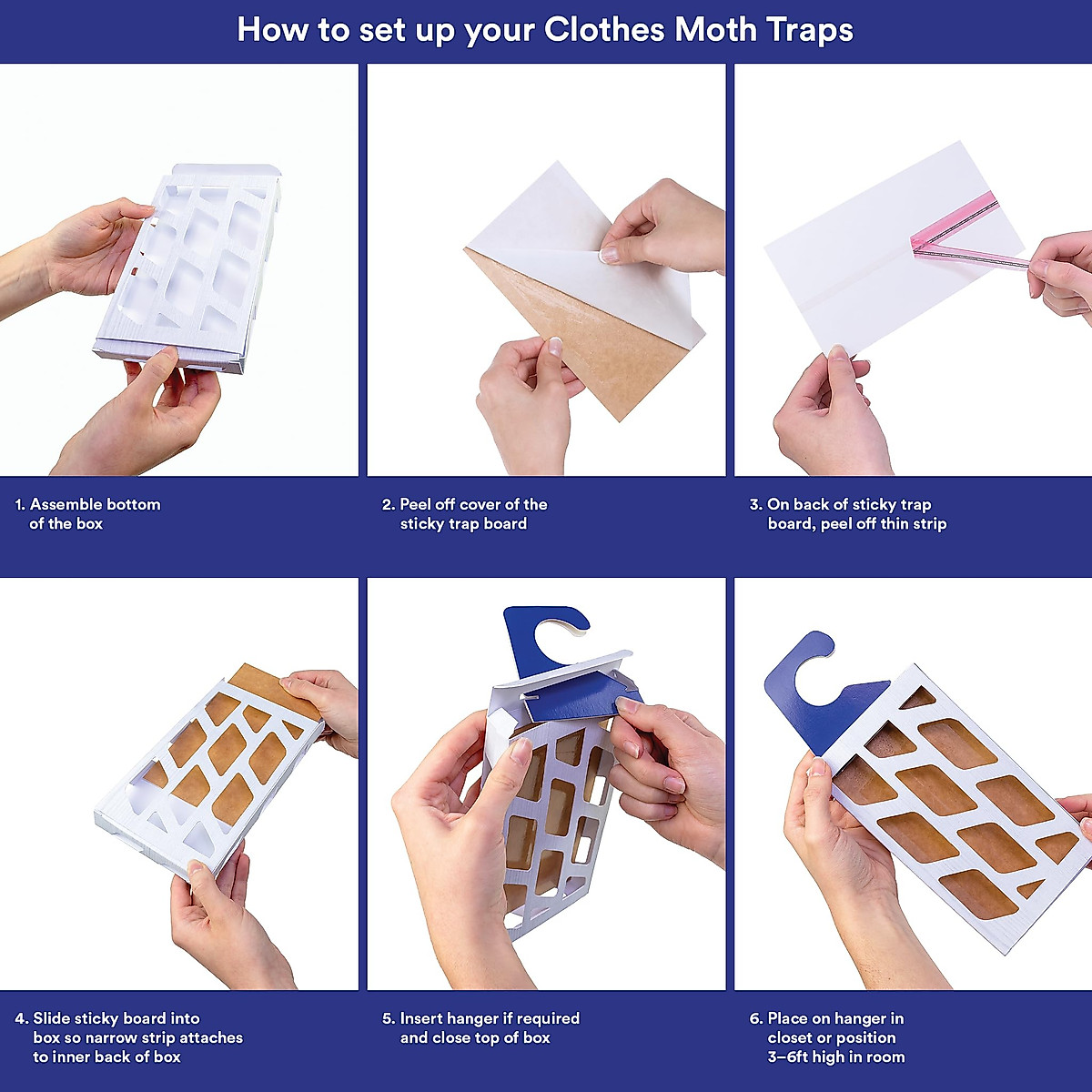 MothPrevention Powerful Clothes Moth Traps only for Clothes Closets Moths | Refillable Clothes Moth Trap | 3-Pack | Odor-Free & Natural Closet Clothing Moth Traps | Moth Pheromone Traps for House