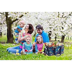 YELAIYEHAO Extra Large Utility Tote Bag - Oversized Collapsible Pool Beach Canvas Basket (1-open, BlueLeaf)