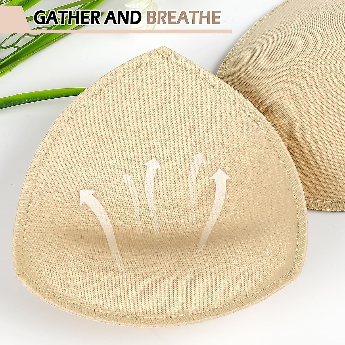 Fypxd 6 Pairs Removeable Bra Pads Inserts Push up for Sport Bra and Bikini Tops Beige