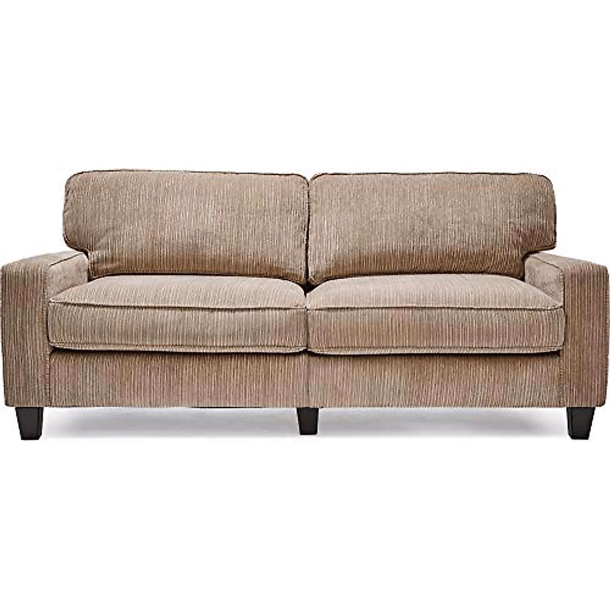 Serta Palisades Upholstered Sofas for Living Room Modern Design Couch, Straight Arms, Soft Fabric Upholstery, Tool-Free Assembly, 73" Sofa, Beige