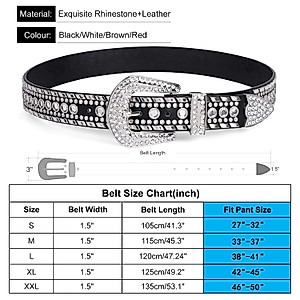 Balteus Women Rhinestone Belt Western Style Cowgirl Cowboy Belt with Studded Diamonds for Jeans Dress Eye-catching