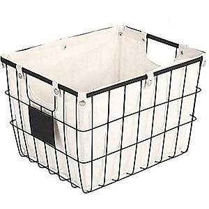 Better Homes and Gardens Small Black Wire Basket with Chalkboard Label & Ivory Lining