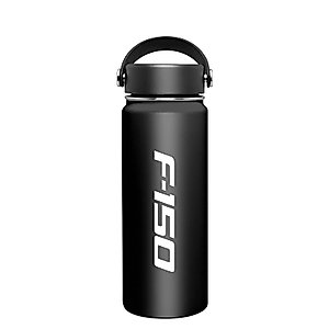 iPick Image for Ford F-150 Laser Etched 18 oz Dual-Wall Insulated Black Stainless Steel Water Bottle Travel Tumbler Mug