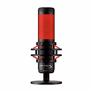 HyperX QuadCast - USB Condenser Gaming Microphone, for PC, PS4, PS5 and Mac, Anti-Vibration Shock Mount, Four Polar Patterns, Pop Filter, Gain Control, Podcasts, Twitch, YouTube, Discord, Red LED