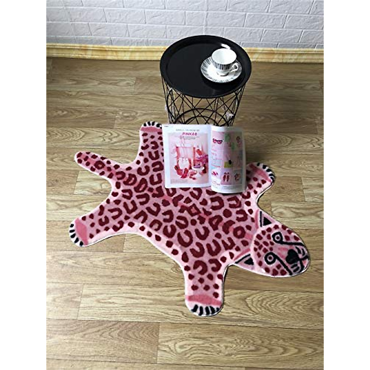 Leopard Print Rug Faux Animal Printed Cowhide Skin Rug Cheetah Area Rugs Carpet Cute Leopard Rugs for Playroom Livingroom, 43.2in L x 28.8in W / 2.4 x3.6 Feet (Pink)