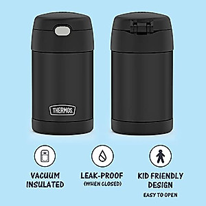 THERMOS FUNTAINER 16 Ounce Stainless Steel Vacuum Insulated Food Jar with Folding Spoon, Black Matte