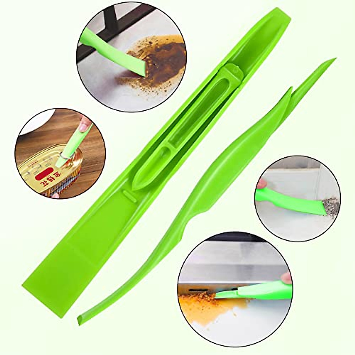 9pack of Plastic Scraper Tools,Carbon Fiber Plastic Cleaning Scraper Tool for Tight Spaces,Crevices,Most Surfaces Perfect to Remove Stickers, Labels,Oil Stains,Food, Dirt, Etc(Classic Green Suit)