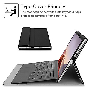 Fintie Case for Microsoft Surface Pro 7 Plus, Surface Pro 7/6/5/4/3 12.3 Inch Tablet - Multiple Angle Viewing Portfolio Business Cover, Compatible w/Type Cover Keyboard, Black