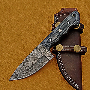 Smart & Sharp Custom Handmade Damascus Steel Hunting Knife Skinning Knife SS-17411 ( Black Wood ) (Black)
