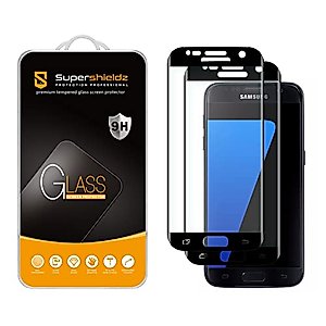 Supershieldz (2 Pack) Designed for Samsung Galaxy S7 Tempered Glass Screen Protector, (Full Screen Coverage) Anti Scratch, Bubble Free (Black)