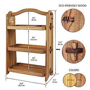 Wooden Wedge Shelves, 3 Tier Storage Organizer, Holder Handcrafted for Bathroom Living Room, Bedroom, Kitchen, Wood Rack for Countertop, Made in Europe, Gift Idea