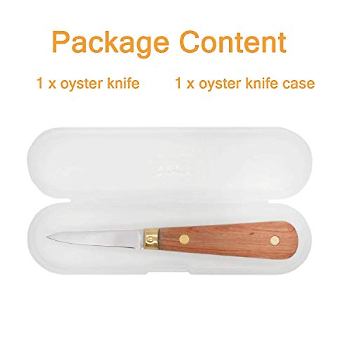 Oyster shucking knife, oyster knife, full tang knife not easy to break and bend (1knife+1case)