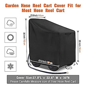 Garden Hose Reel Cart Cover, Hohong Outdoor Hose Cart Covers for Hose Reel Cart All Season Protection Waterproof Sun-Proof Dustproof - 37.8"L x23.6"Wx 36"H