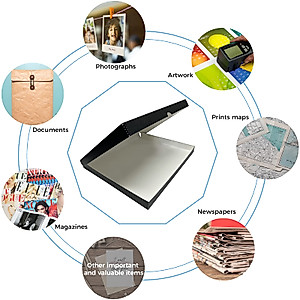 Lineco Clamshell Folio Storage Box, 16.5" x 20.5" x 1.75" Prints, Metal Edge Archival Boxboard, Color: Black