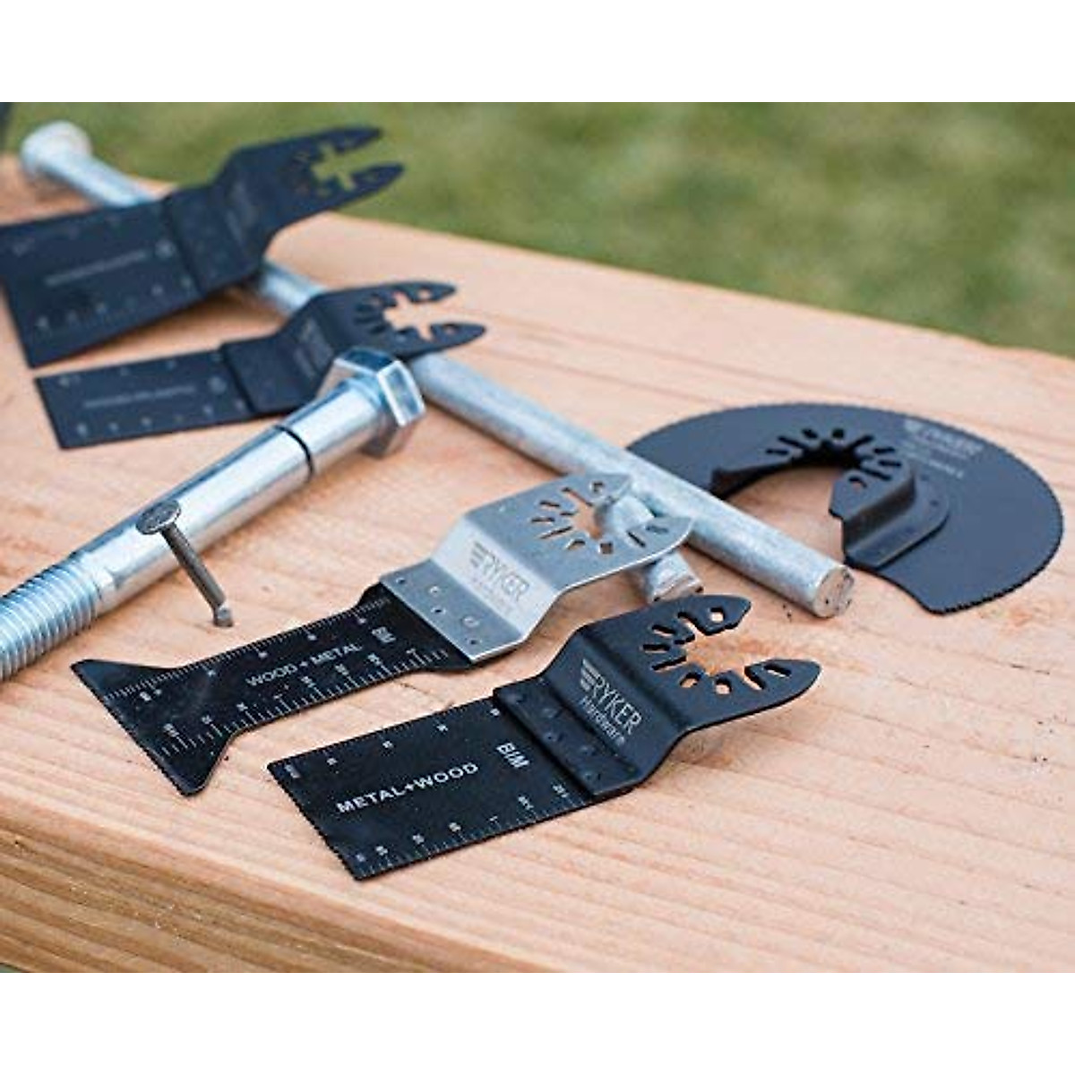 Ryker Hardware Multi Tool Blades: 6 Titanium Bi-Metal Oscillating Tool Blades for Metal & Wood, Compatible with Fein Multimaster, Rockwell, DeWalt, Makita, Milwaukee, Porter Cable, Ridgid